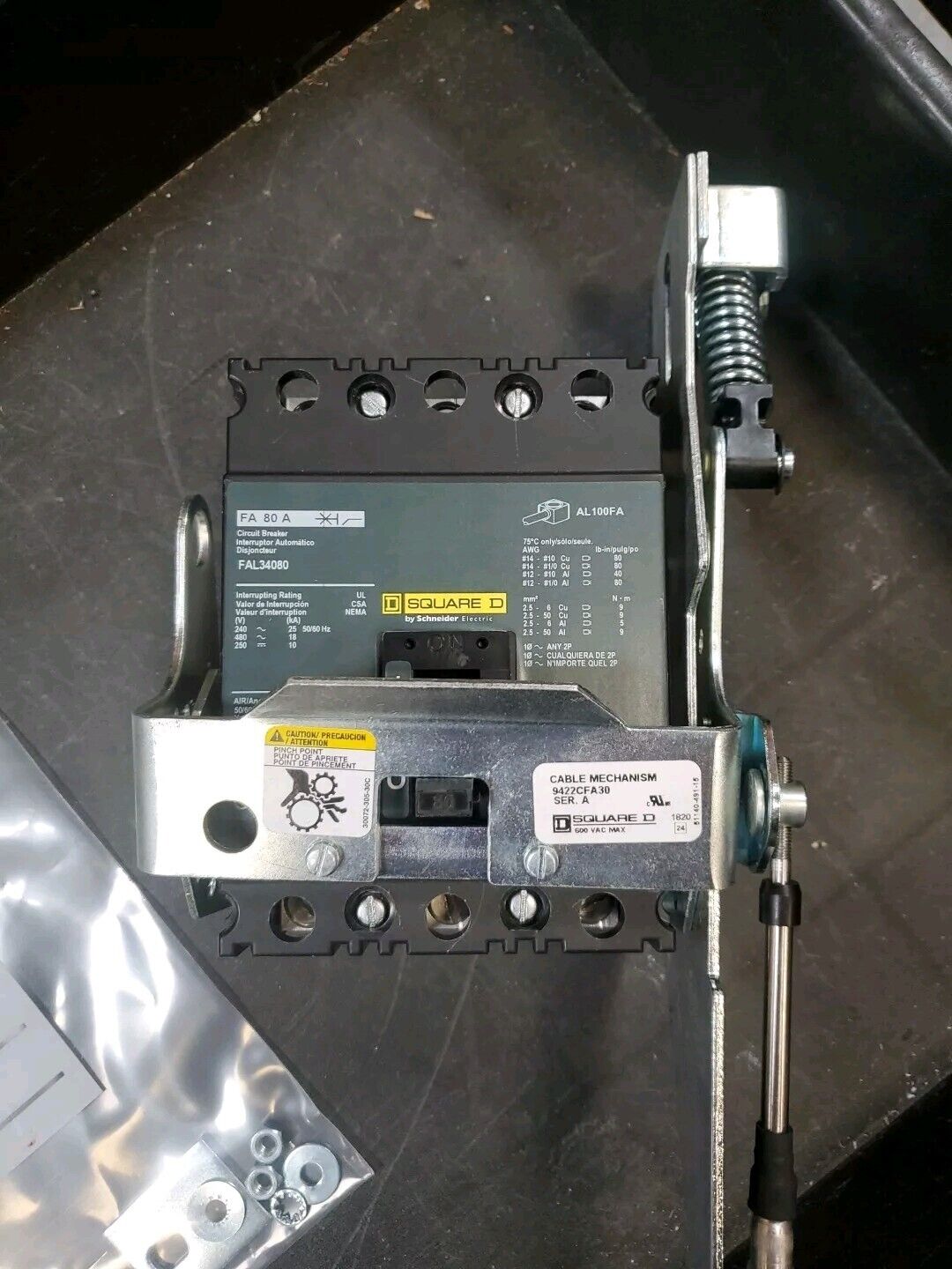 Square D FAL34080 80A Breaker w/Square D 9422CFA30 Cable Mechanism. 1E – Palmetto Automation Inc.