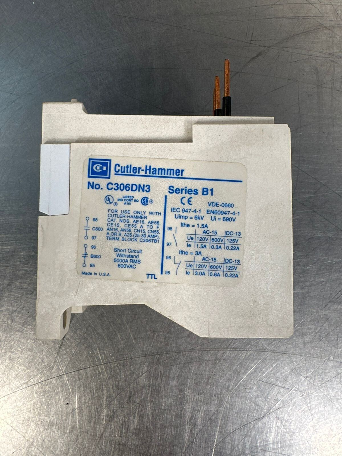 Cutler Hammer C306DN3 /B1 Overload Relay 600VAC (4D-18) – Palmetto ...