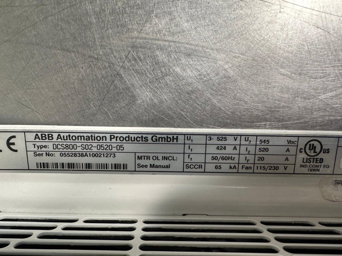 ABB DCS800-S02-0520-05 DC Speed Regulator (1B-26) – Palmetto Automation Inc.