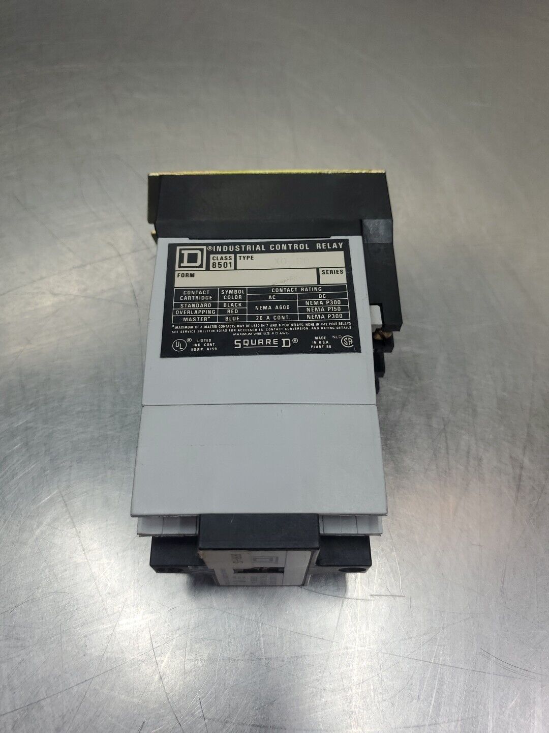 Square D Class 8501 Type X080 Industrial Control Relay. 4C-13 – Palmetto Automation Inc.