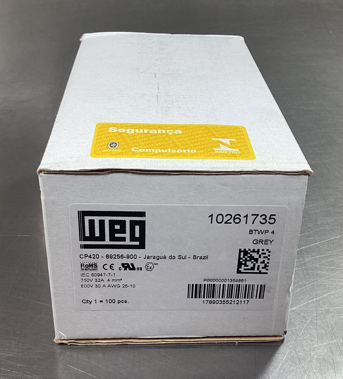 WEG BTWP4 / BTWP 4 Grey Terminal Blocks ( Box of 100 ) (NEW IN BOX) 3F ...