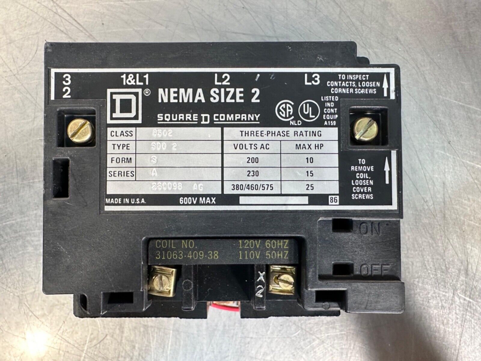 Square D 8502-SD02 Nema Size 2 Starter 600V 3Ph (4b-30) – Palmetto ...