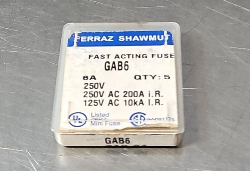 Ferraz Shawmut GAB6 Fast Acting Fuse 6A 250V loc4A28 – Palmetto ...
