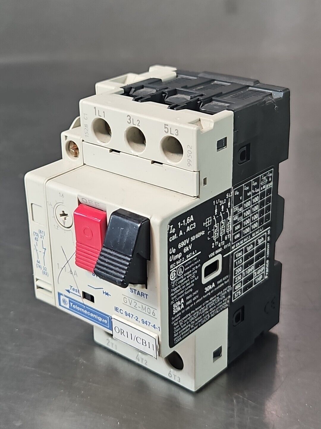 Telemecanique GV2-M06 Motor Starter W/ GV2AN11 Auxiliary Contact Loc4D ...