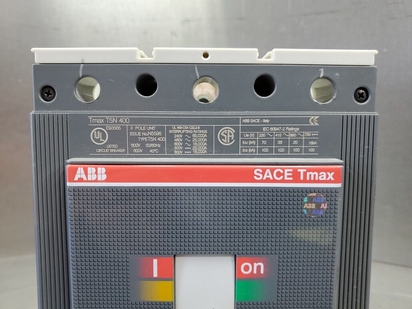 ABB SACE Tmax T5N 400 Circuit Breaker, 400AMP, 600V 3Pole. 1C-27 ...