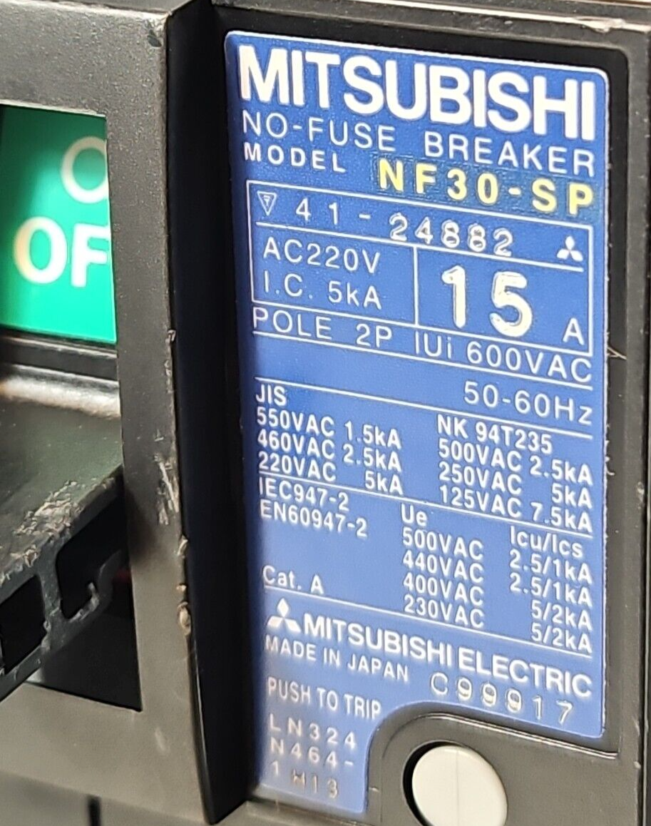 Mitsubishi NF30-SP 15A No-Fuse Breaker 2 Pole loc4B12 – Palmetto Automation Inc.