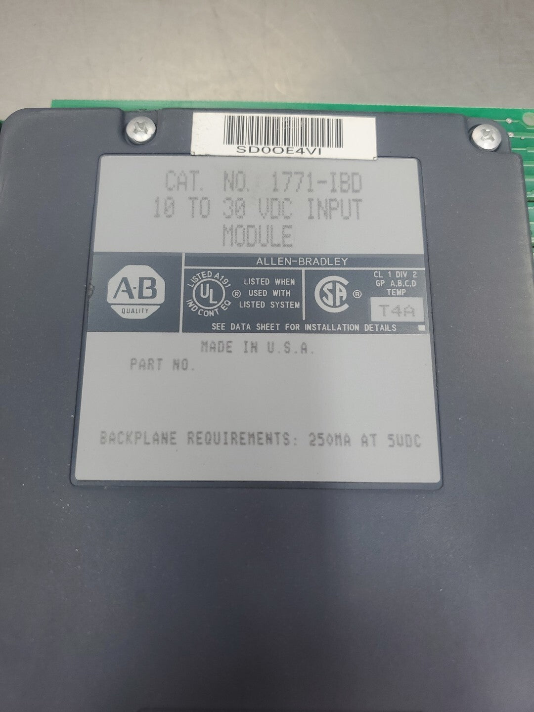 Allen Bradley 1771-IBD 10 To 30 VDC Input Module. 3E-37 – Palmetto ...
