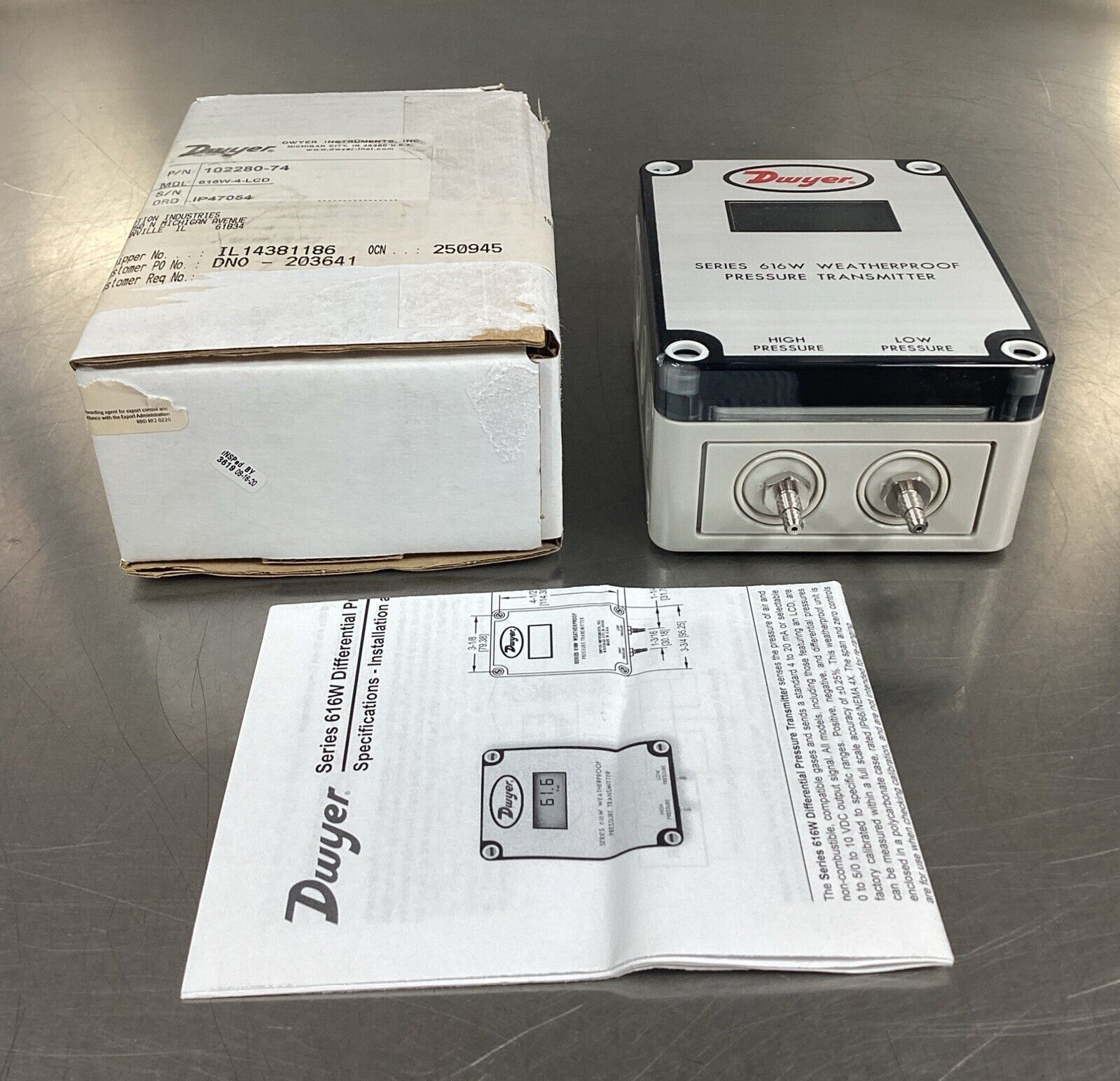 DWYER 616W-4-LCD SERIES 616 WEATHERPROOF PRESSURE TRANSMITTER 5C-18 ...