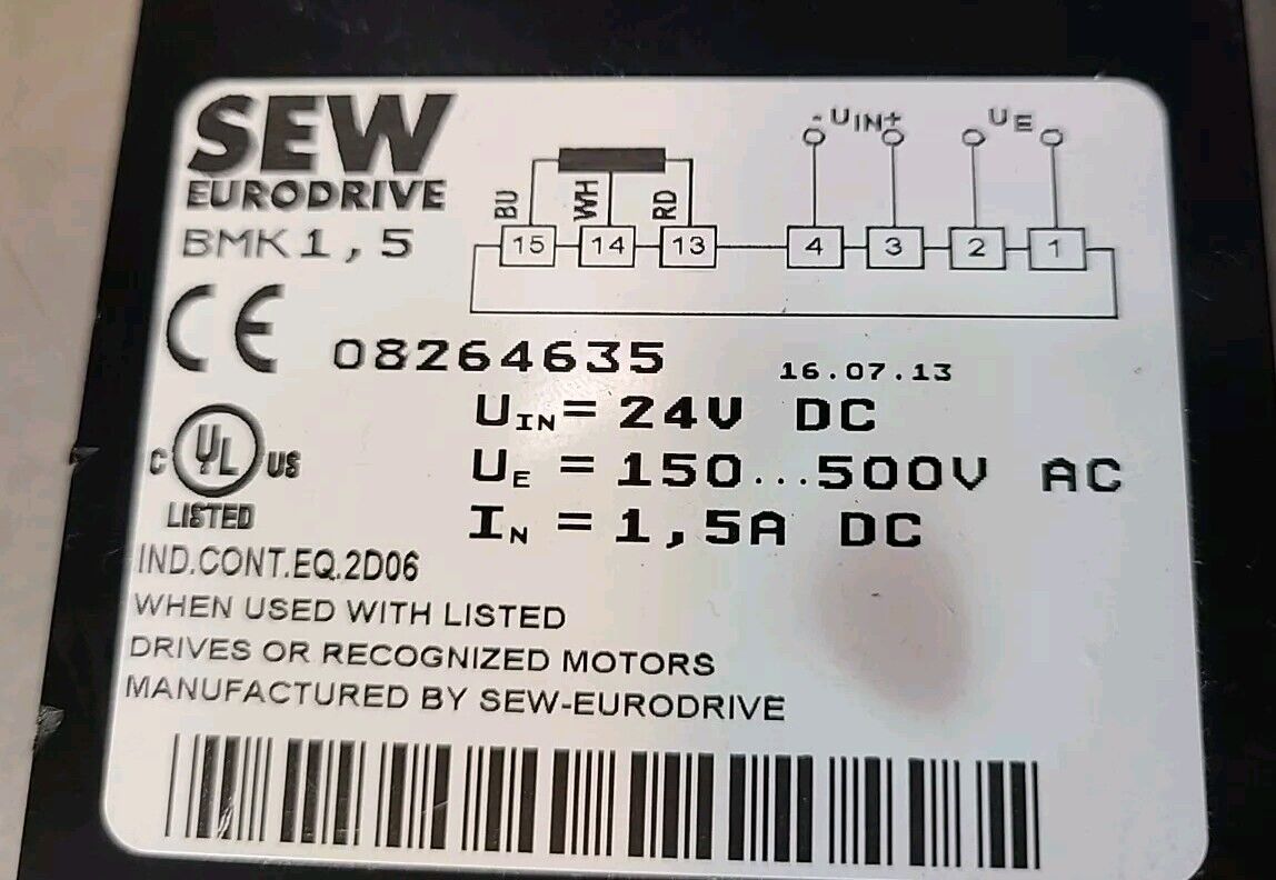Sew Eurodrive SEW BMK 1,5 Break Rectifier Loc 3E41 – Palmetto Automation Inc.