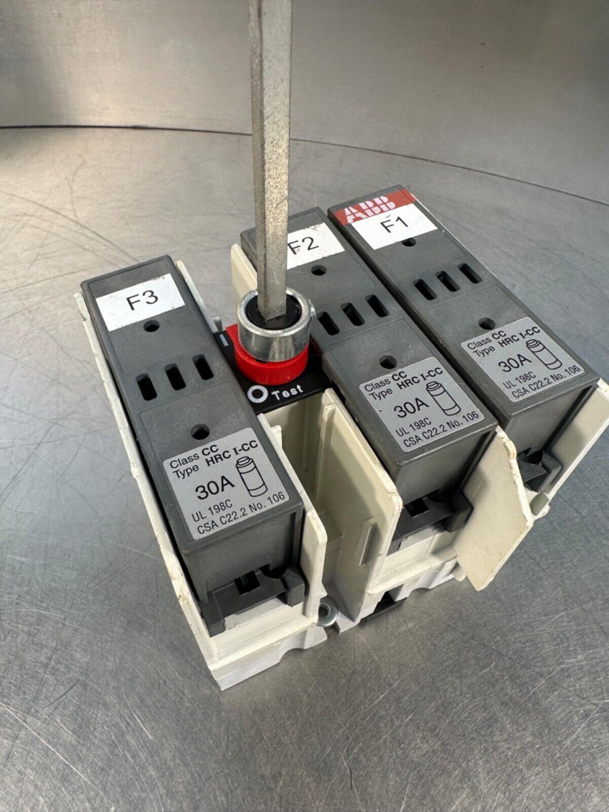 Abb Os-30ACC12 600VAC 30A Fused S. w/3-Ferraz Shawmut ATMR20 20A (4C-3 ...