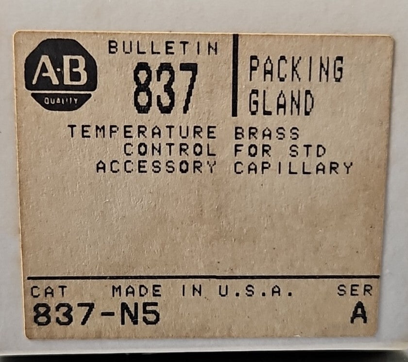 ALLEN BRADLEY 837-N5 PACKING GLAND-STD CAPILLARY. Loc4B-19 – Palmetto ...