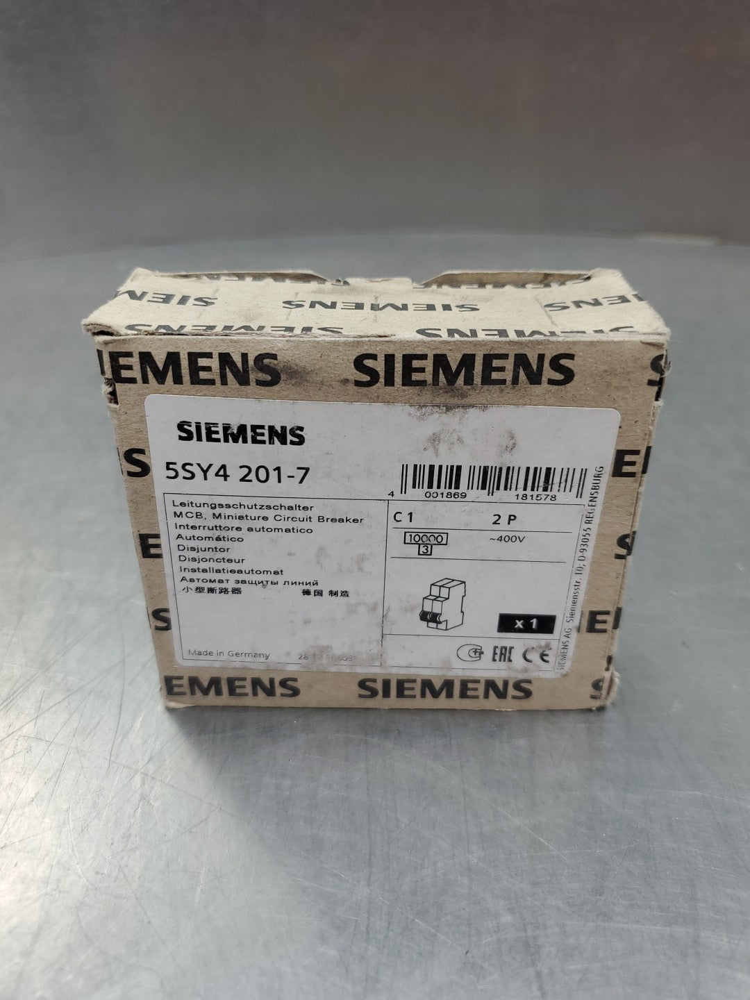 Siemens 5SY4 201-7 C1 2P Circuit Breaker, 400V. 4C-46 – Palmetto ...