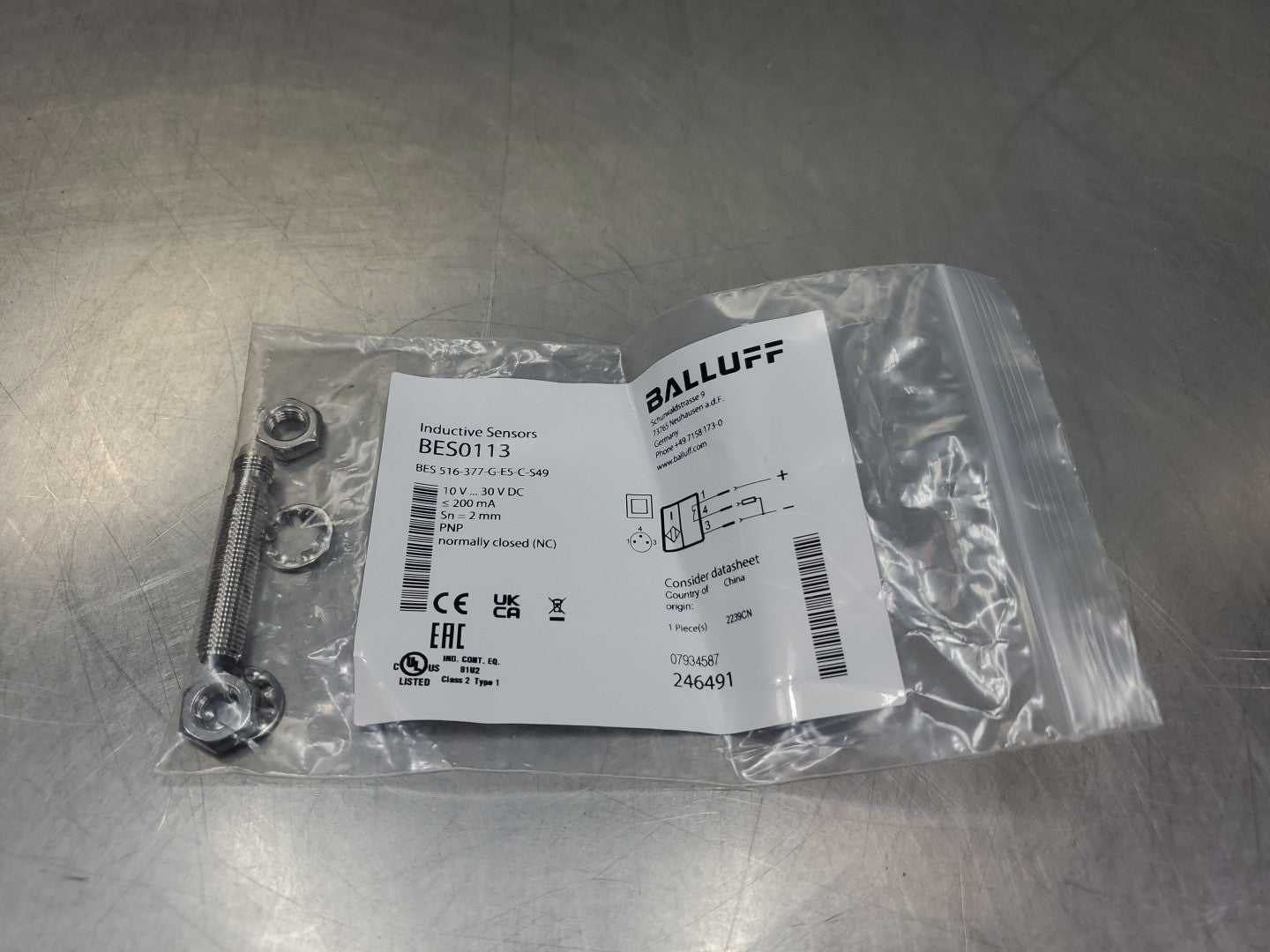 Balluff BES0113 Inductive Sensor, (BES 516-377-G-E5-C-S49), 10-30VDC ...