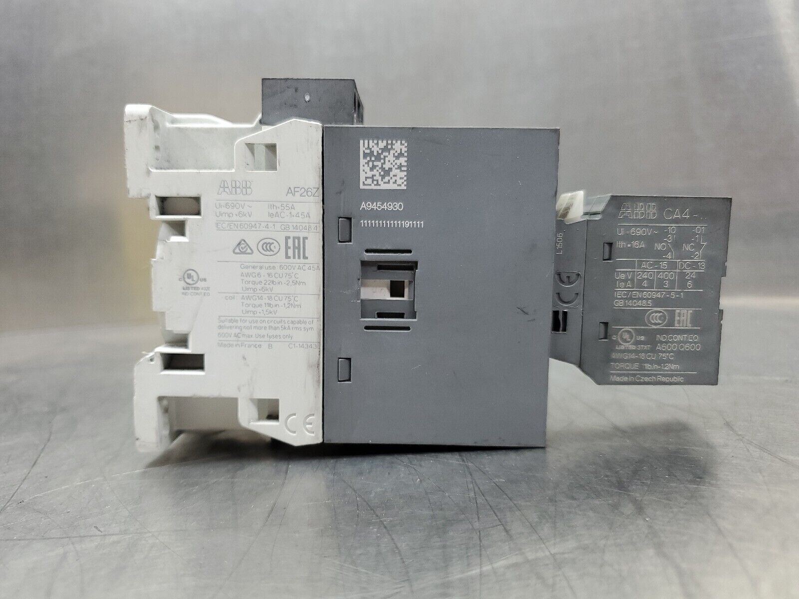 ABB AF26Z-40-00-21 CONTACTOR w/CA4-10 Connector. 4E-5 – Palmetto Automation Inc.