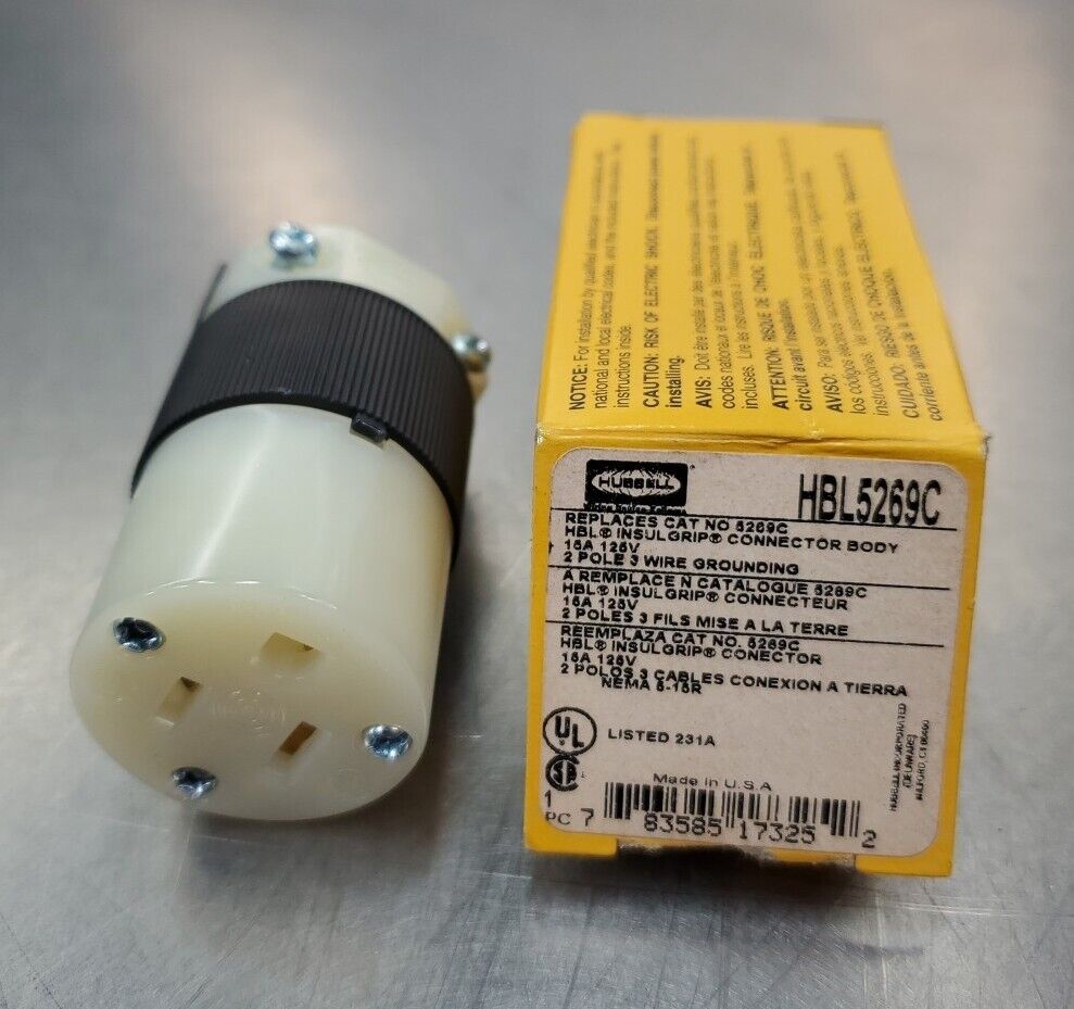 HUBBELL HBL5269C InsulGrip Connector Body, 15A 125V. 4C-25 – Palmetto ...