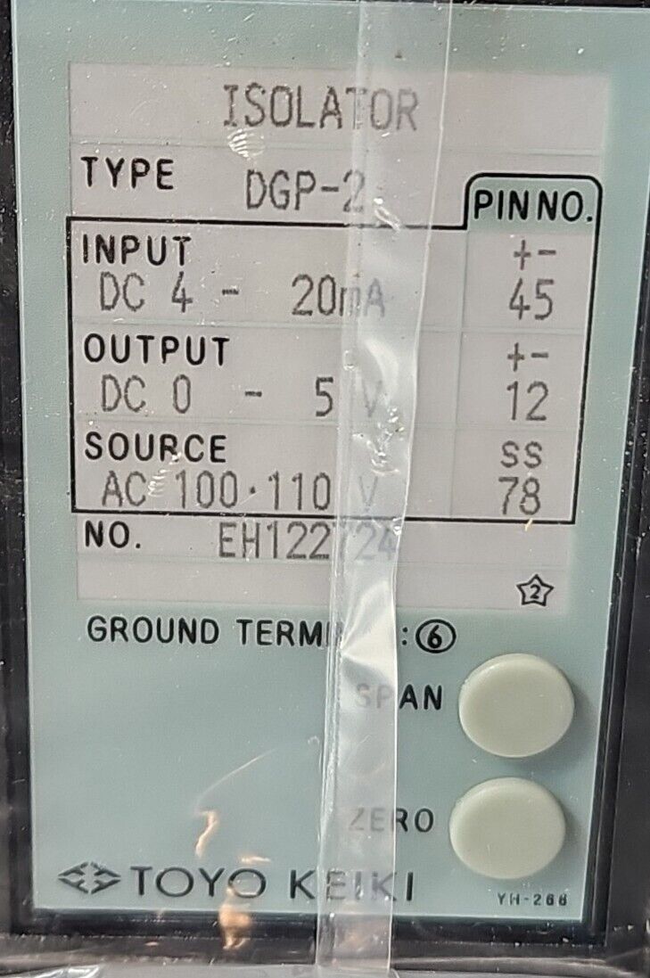 TOYO KEIKI DGP-2 Isolator Inp/20mA Out/5V. Loc3D-20 – Palmetto ...
