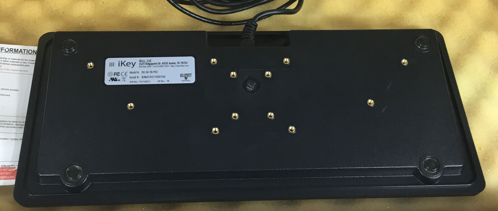 iKey DU-5K-TB-PS2 INDUSTRIAL Keyboard HP Rev. TB 2C – Palmetto ...