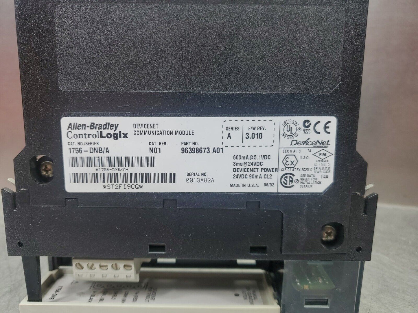 Allen Bradley 1756-DNB/A ControlLogix DeviceNet Com. Module FW 3.010 ...