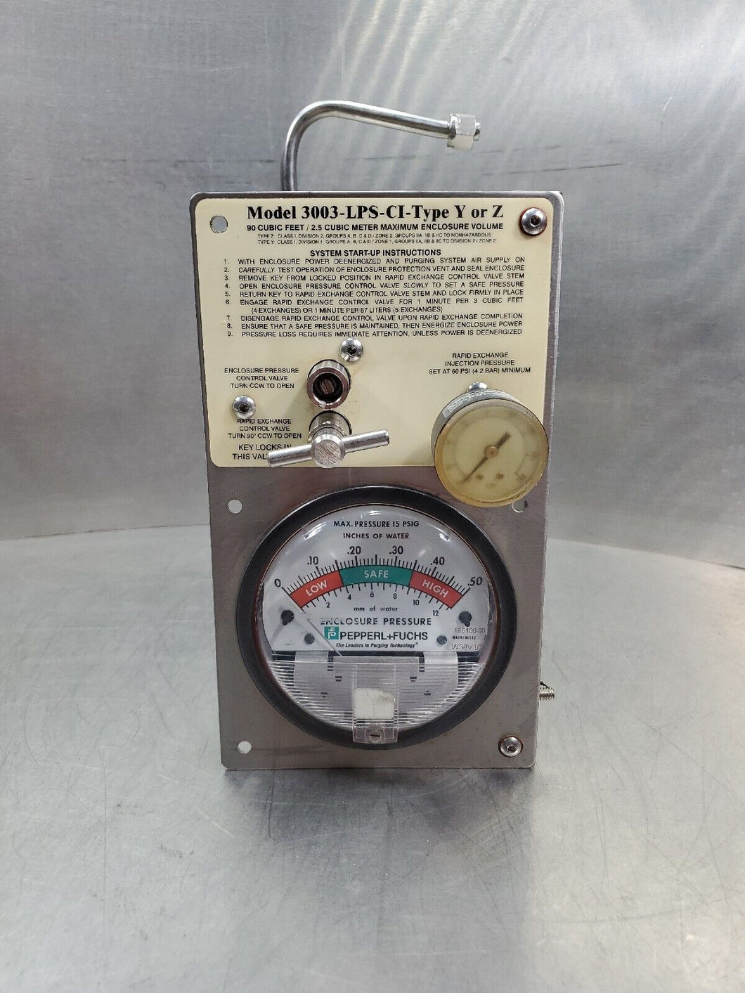 Pepperl+Fuchs Model 3003-LPS-CI Type Y or Z Enclosure Pres. Control Va ...