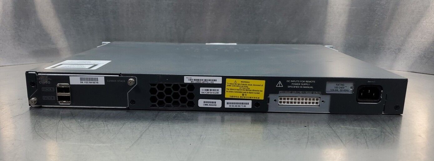 Cisco WS-C2960X-48FPS-L V02 48-Port Gigabit Ethernet Switch. 3F-25 ...
