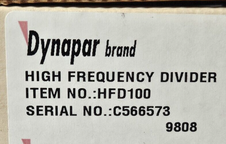 DYNAPAR HFD100 HIGH FREQUENCY DIVIDER. Loc3C-12 – Palmetto Automation Inc.