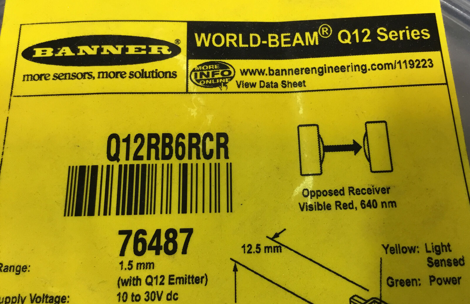 BANNER Q12RB6RCR / 76487 SENSOR WORLD-BEAM Q12 Series 3D-31 – Palmetto ...