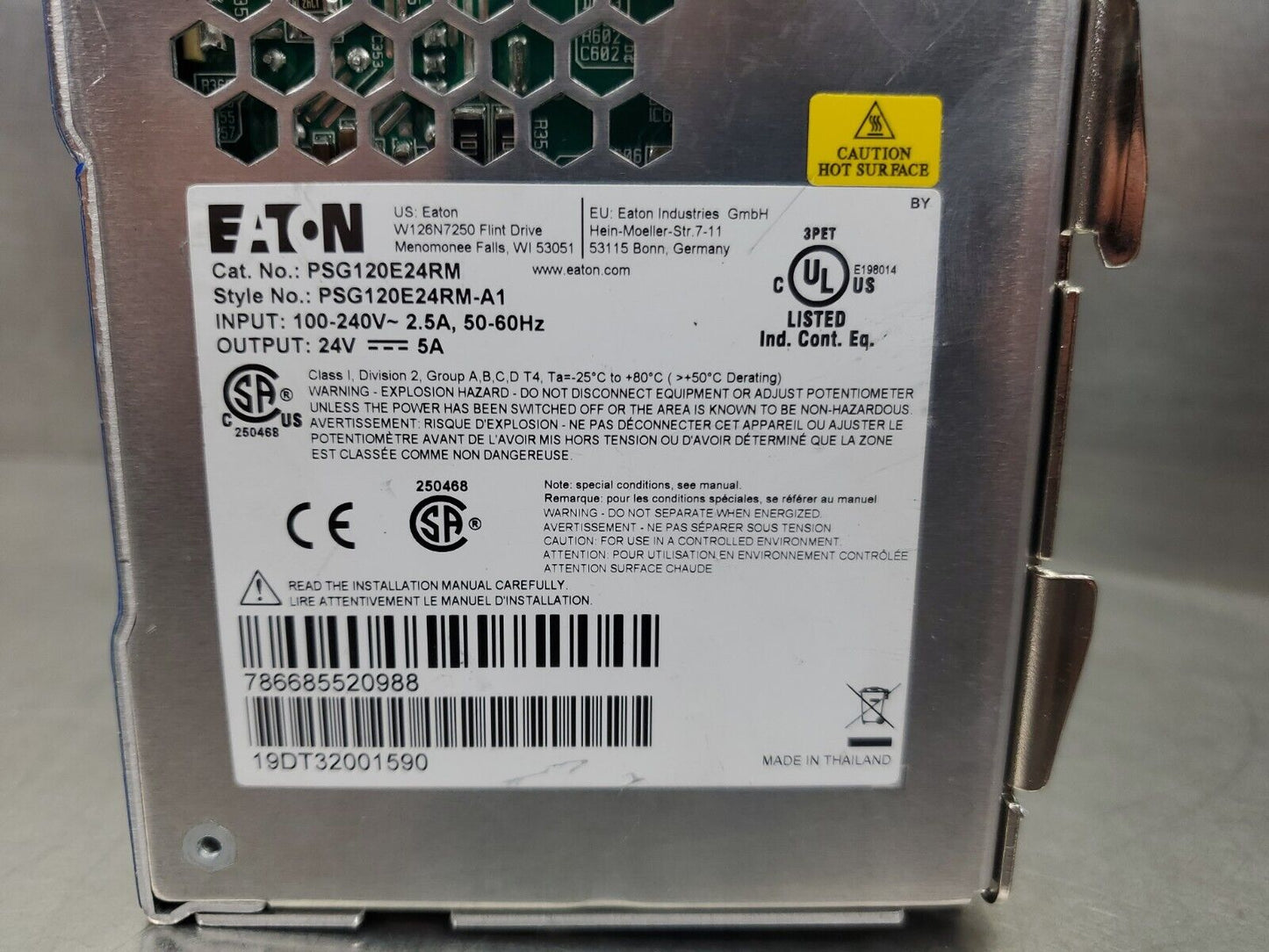 Eaton PSG120E24RM 24VDC 5A Power Supply. 4B-1 – Palmetto Automation Inc.