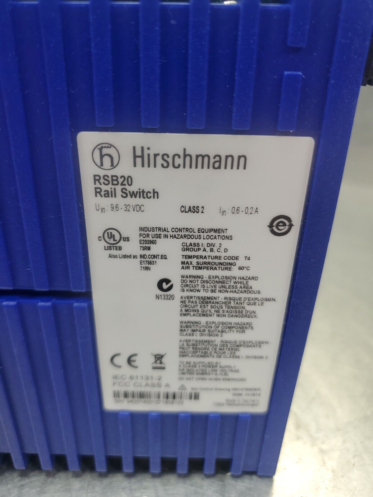 Hirschmann RSB20 8-Port Industrial Rail Switch. 3E-25 – Palmetto ...