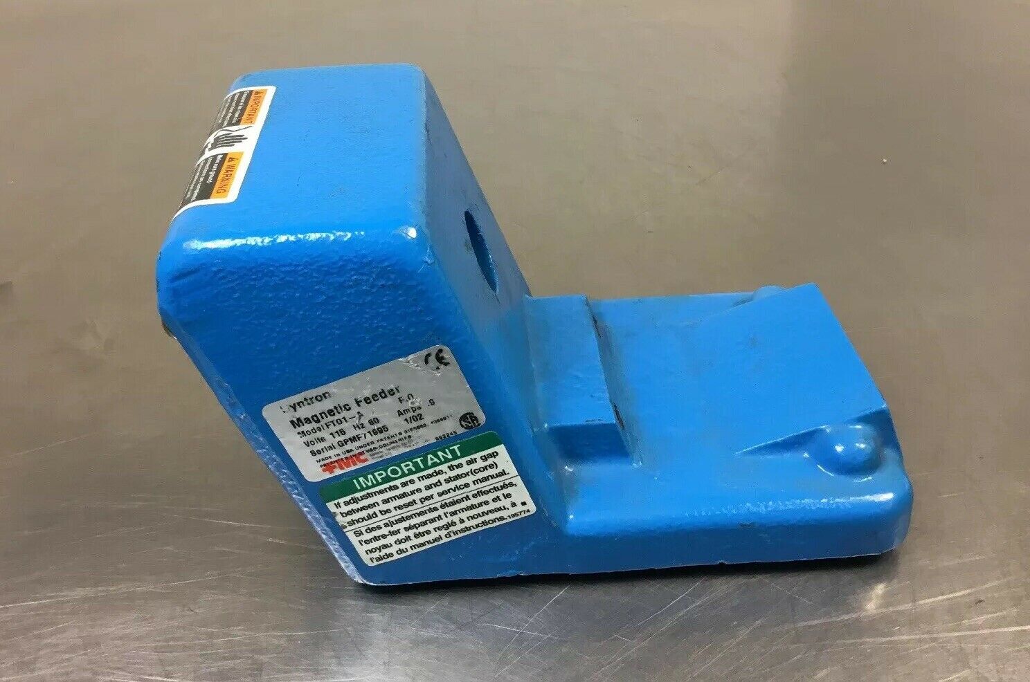 FMC SYNTRON FT01-A MAGNETIC FEEDER *** BASE ONLY *** NO COIL As Pictur ...