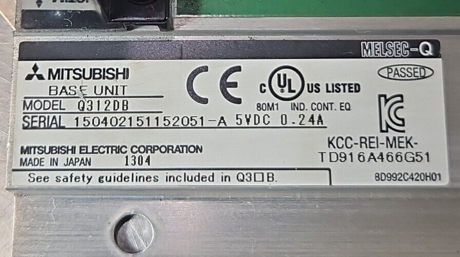 MITSUBISHI MELSEC-Q BASE UNIT Q312DB. Loc3E-38 – Palmetto Automation Inc.