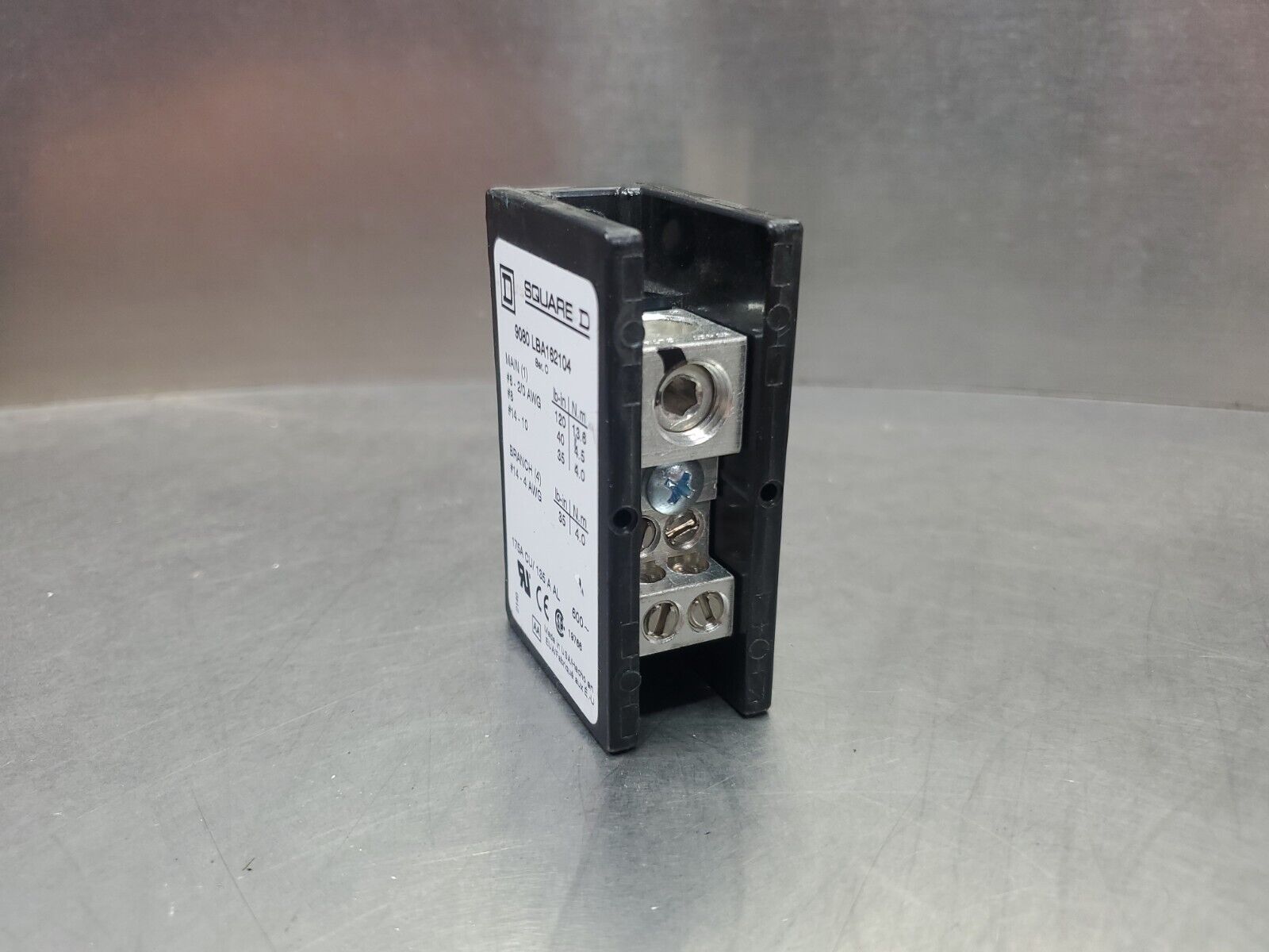 Square D 9080 LBA162104 Ser. C 600V Terminal Block Power Distribution ...