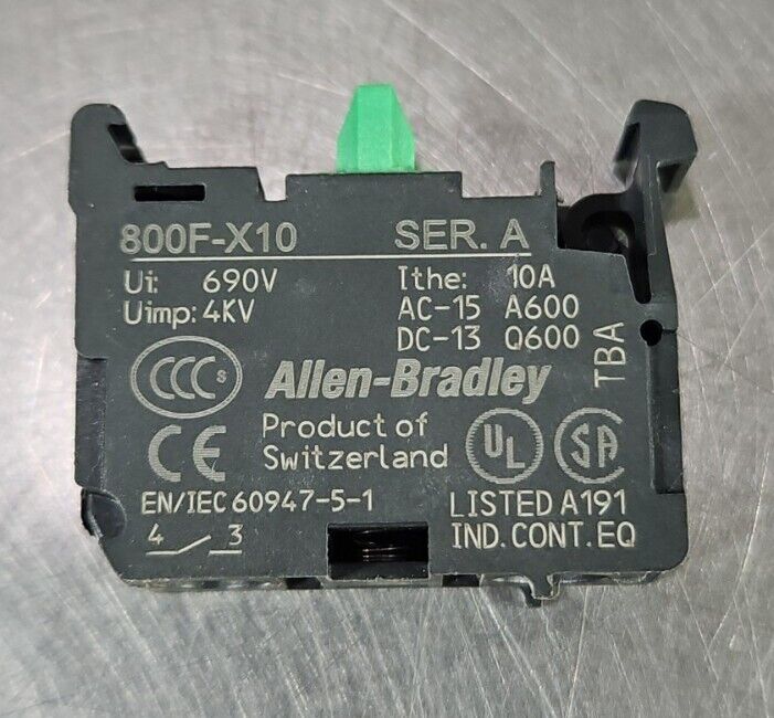 ALLEN BRADLEY 800F-X10 Ser. A Switch Contactor Loc 4A-1 – Palmetto ...